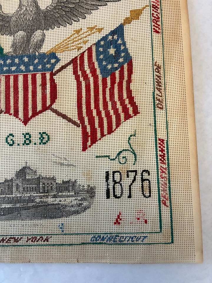 Antique Paper Punch Sampler Centennial 1776 1876 In God We Trust Eagle ...