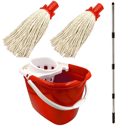 Floor Mop Bucket Set Cotton Mops Heavy Duty 12L Wringer Industrial ...