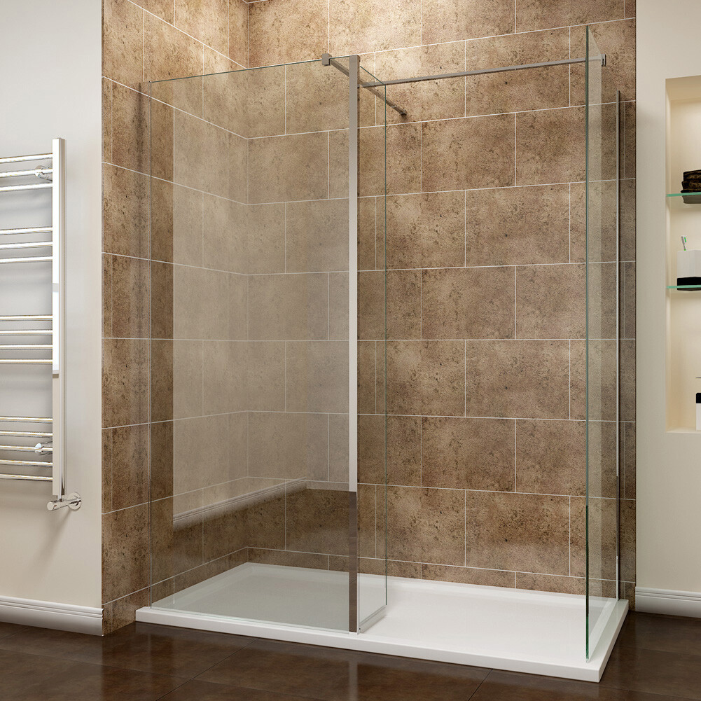 Walk In Shower Enclosure With Flipper Panel Wet Room 8mm NANO Glass ...
