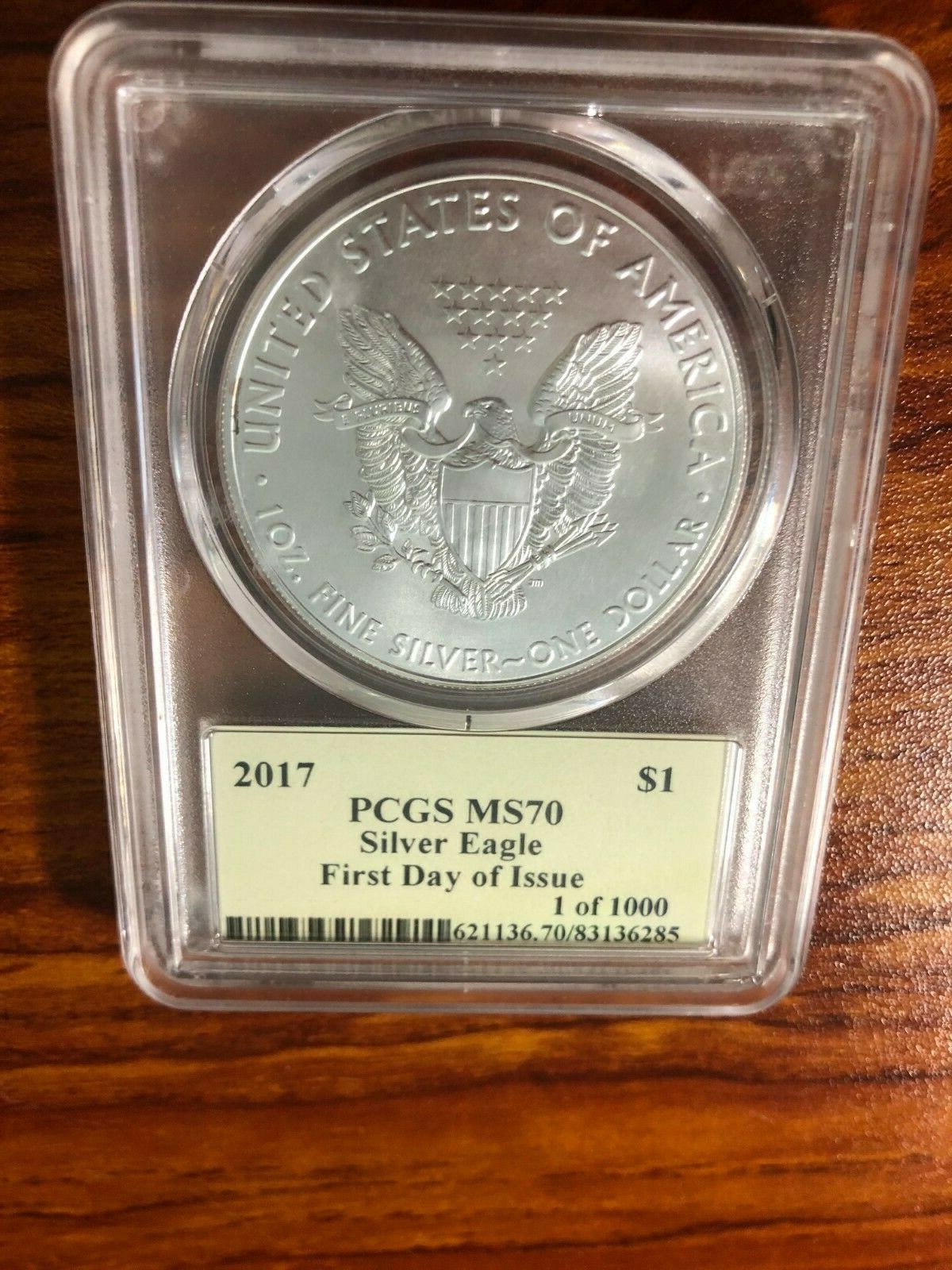 2017 American Silver Eagle PCGS MS70 First Day of Issue Thomas ...