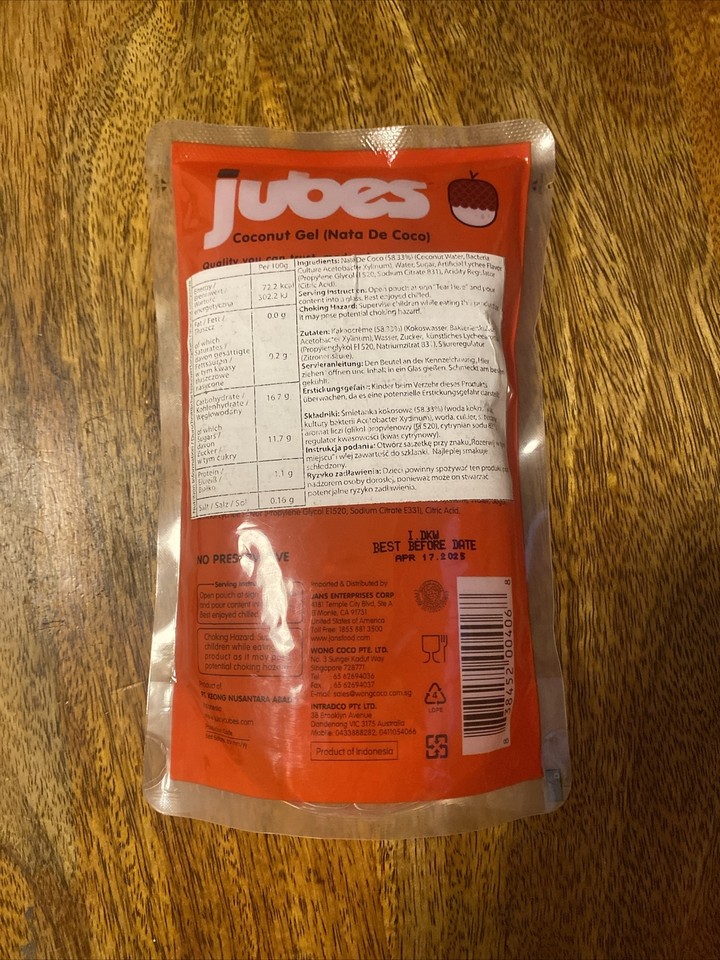 Jubes Coconut Gel (Nata De Coco) Lychee Flavour 360g Bubble Tea, Chewy ...
