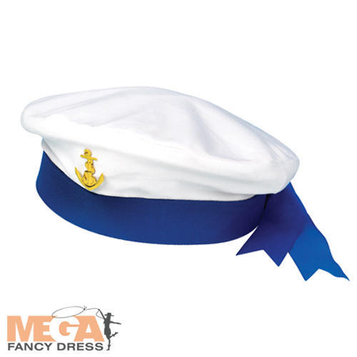 Sailor Hat Adults Fancy Dress Marine Navy Seaman Mens Ladies Costume ...