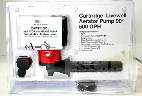JOHNSON MARINE LIVEWELL LIVE WELL 500 GPH AERATING PUMP 90 DEGREES ...
