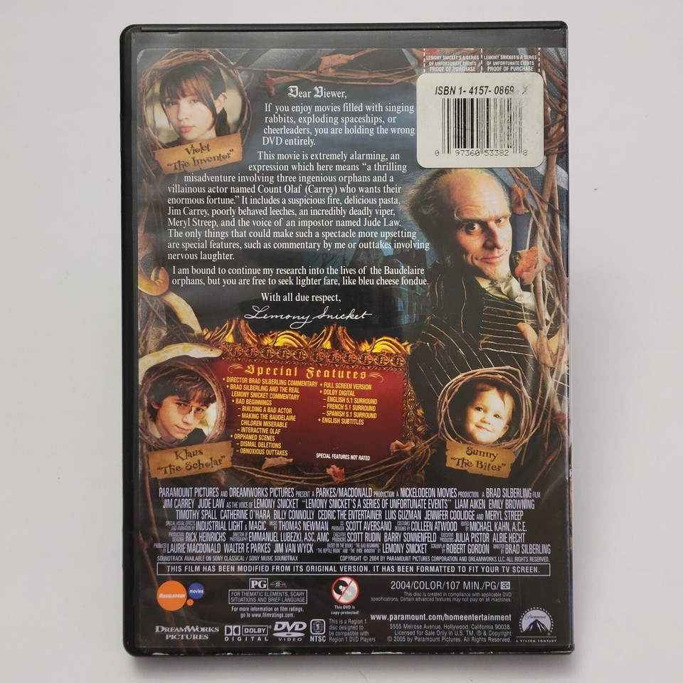 Lemony Snicket's A Series of Unfortunate Events (DVD Full Screen ...