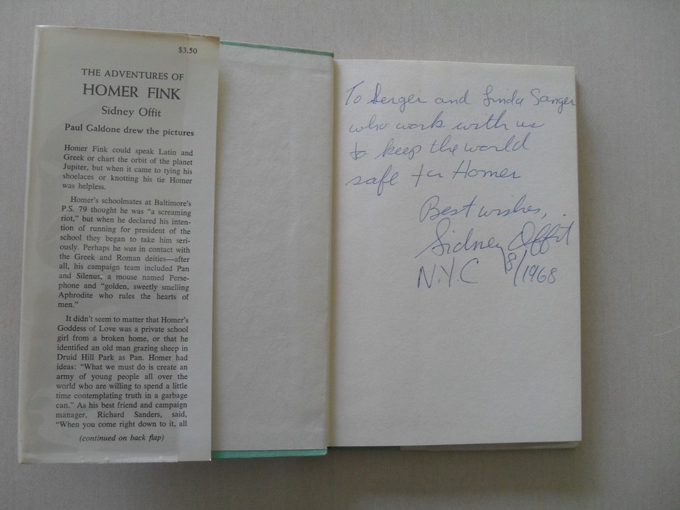 The Adventures of Homer Fink by Sidney Offit - Inscribed & Signed by ...