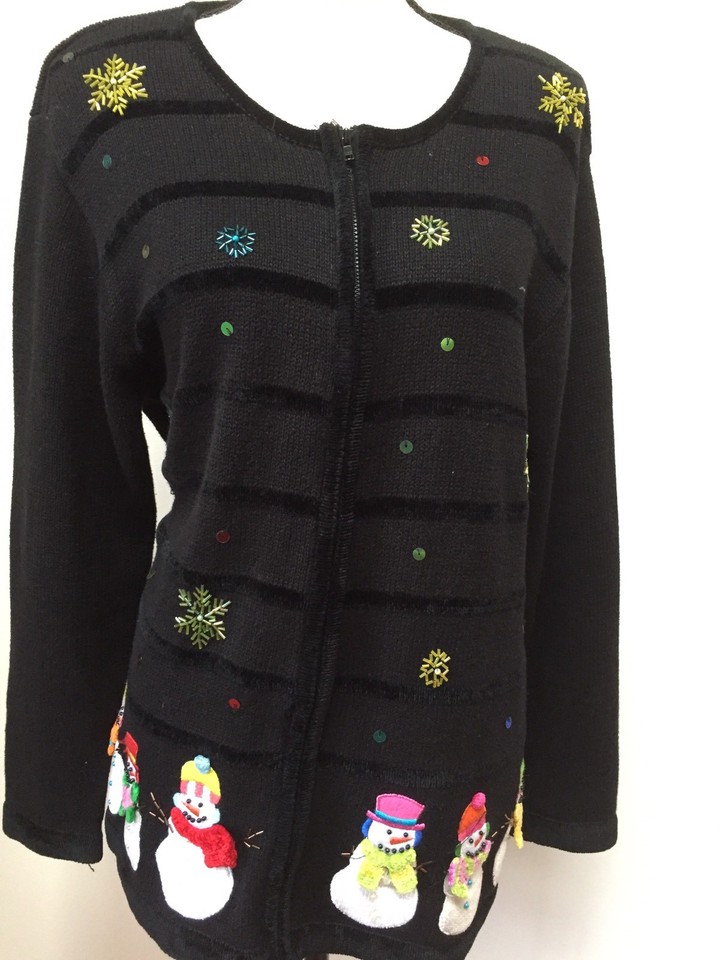 Quacker Factory Large Black Embellished Large Xmas Sweater Beaded ...