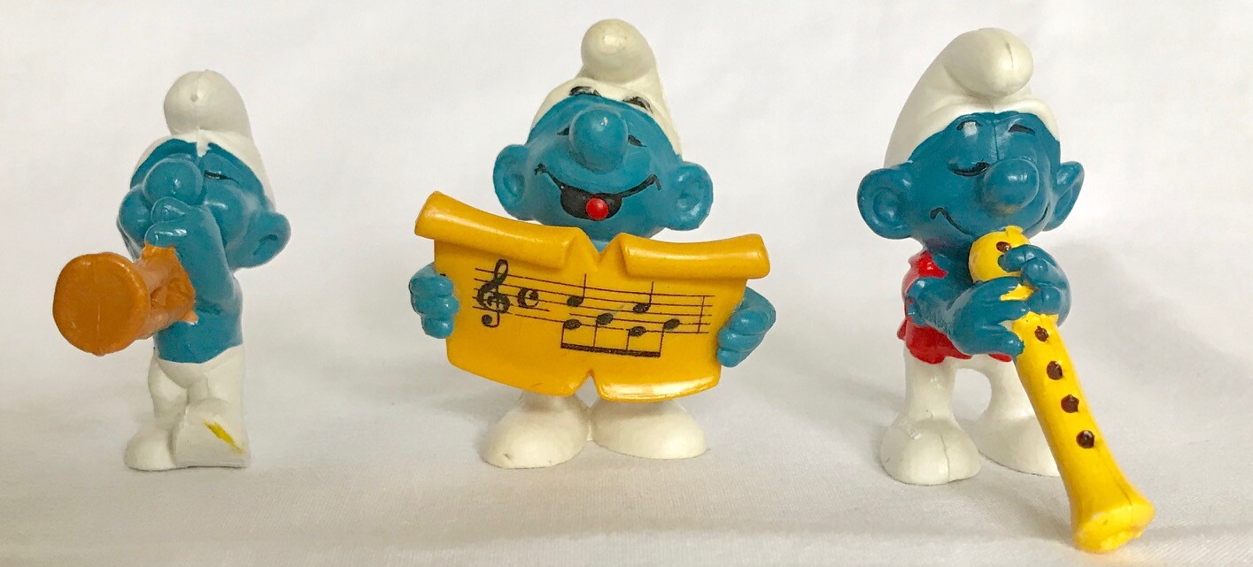 Trumpeter Smurf Singer Smurf Flautist Magic Flute Smurf Vintage Peyo ...