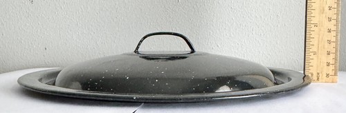 Vintage Granite Ware 12 QT Stock Pot Replacement Lid ONLY Black & White ...