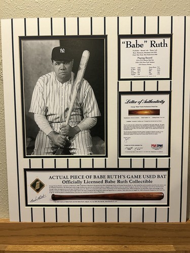 Babe Ruth Yankees Custom Matted Game-Used Baseball Bat Piece Display ...