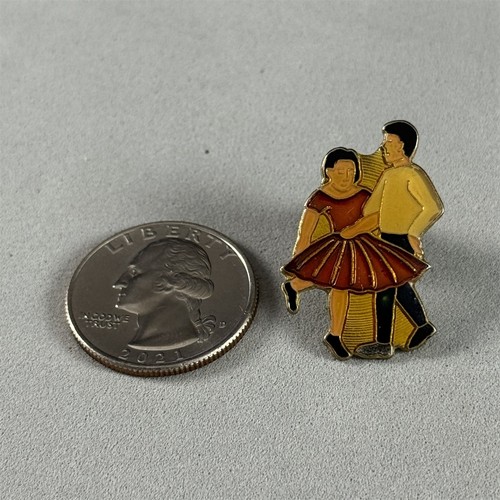 Vintage Dancing Couple Swing Square Dance Enamel Gold Tone Pin Pinback ...