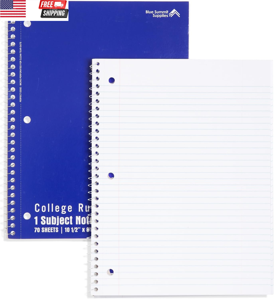 Blue Summit Spiral Notebooks Bulk, One Subject Spiral Notebook College ...