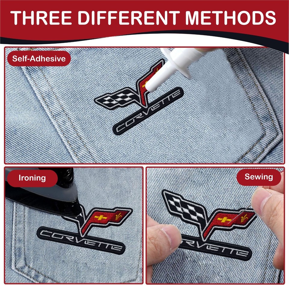 Corvette Racing Flags Sports Car Logo Iron On Patch-Sew Patch ...