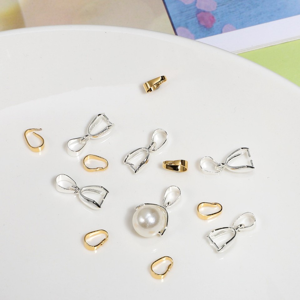 100 Pcs Snap Open Clips Pinch Bails Pendant Clasps Chain Connectors for ...