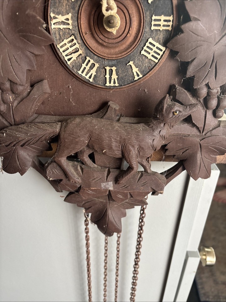 ANTIQUE 1900's BLACK FOREST HUGE FOX, GRAPE THEME CUCKOO CLOCK | eBay