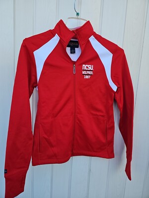 NC State Wolfpack Red Fleece Full Zip Sz Medium Hoodie NCSU North ...
