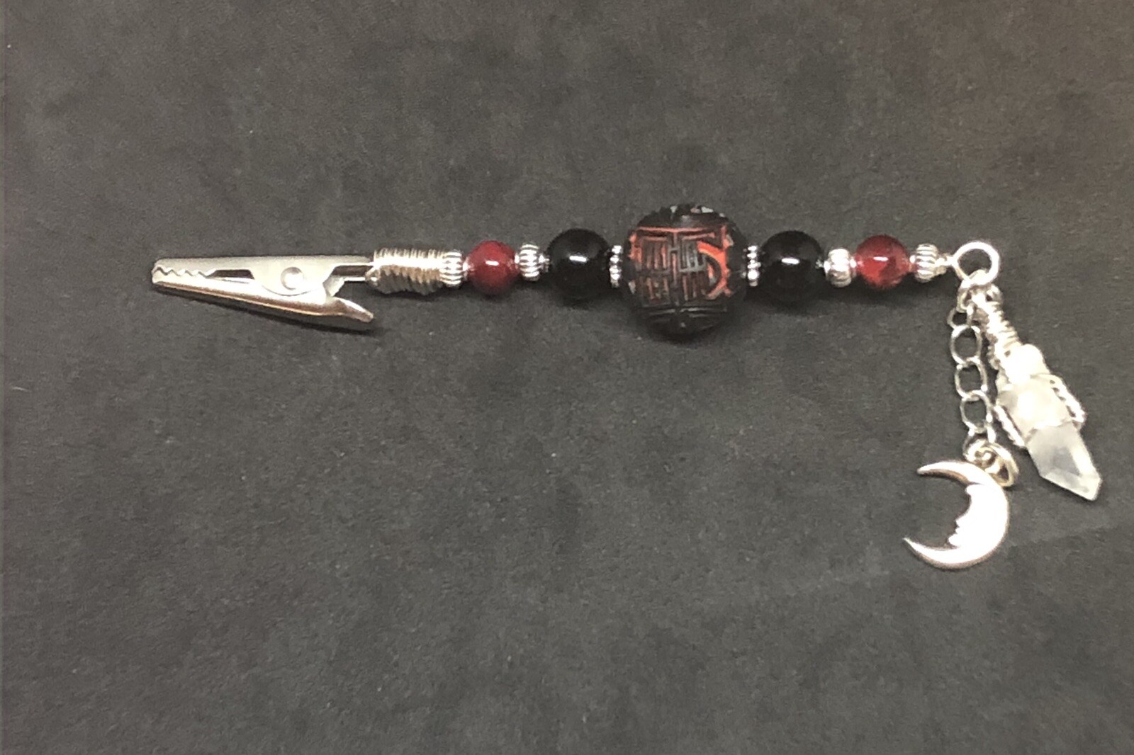 Cinnabar, Onyx & Coral Roach Clip, Crystal Roach Wand w/ Moon | eBay