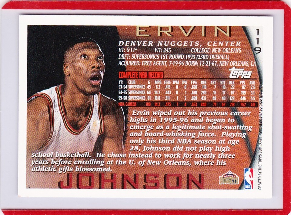 1996-97 Topps Basketball NBA 50th Foil Ervin Johnson #119 | eBay