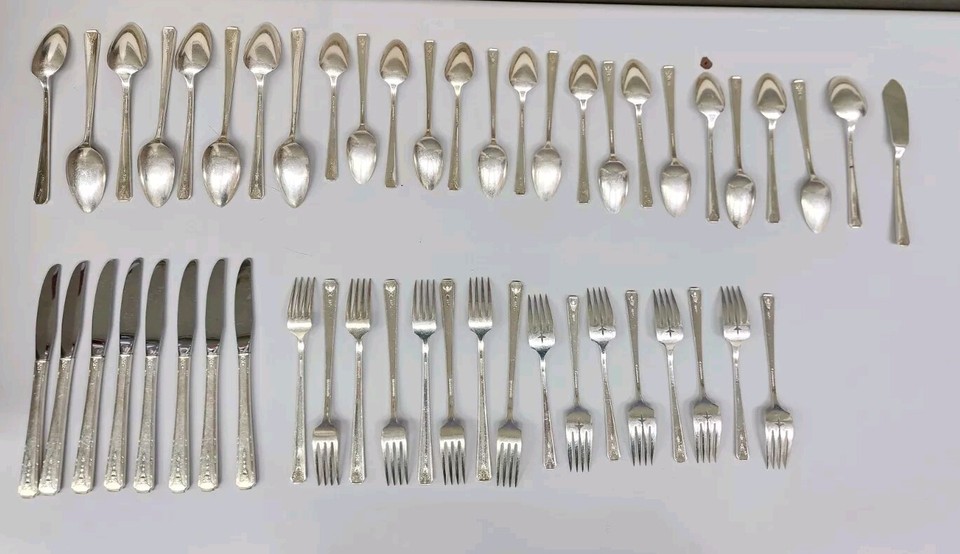 Oneida Community Plate MILADY Pattern 50-piece Silverplate Flatware ...