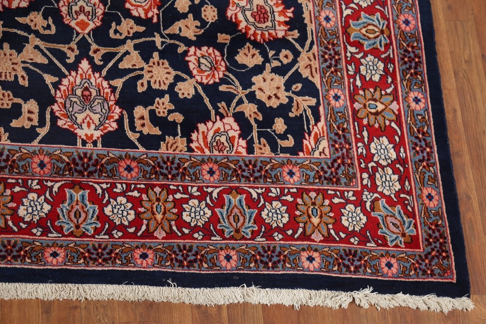 Vegetable Dye Floral Navy Blue/ Rust Mood Vintage Handmade Room Size ...