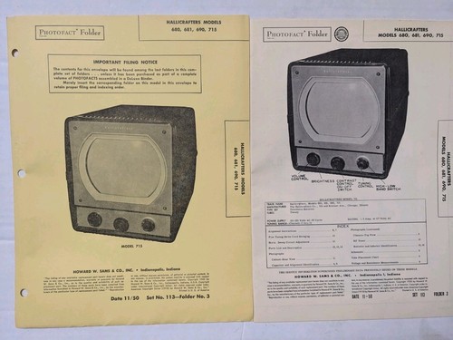 Sam's Photofact Vintage Roundie Television Hallicrafters Model 680, 681 ...