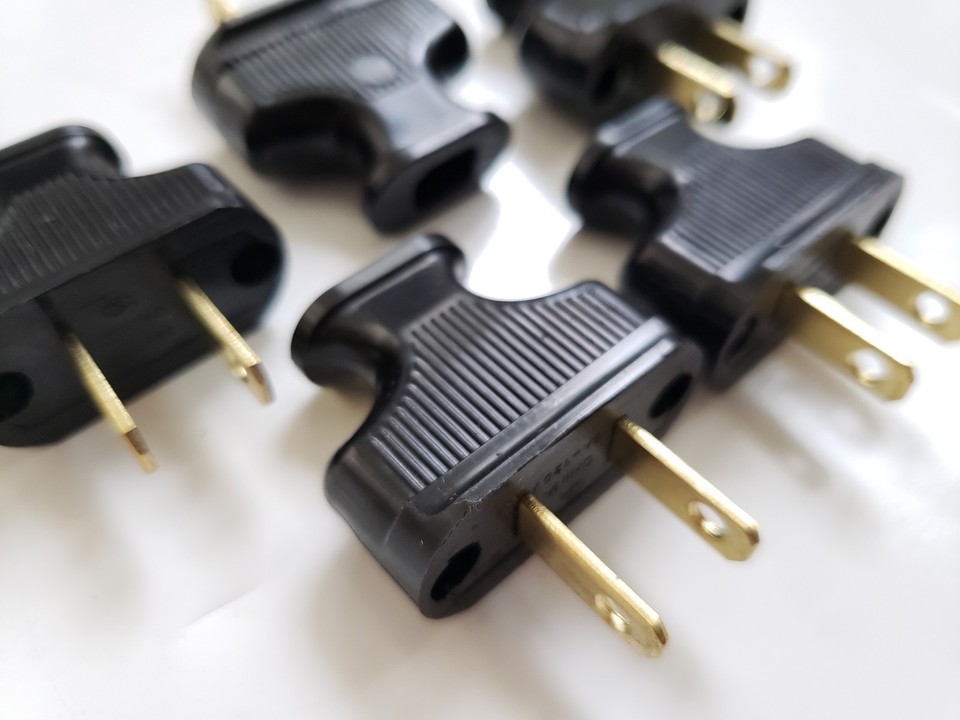 5 PACK Vintage Black Antique Style Electrical Plug Cloth Covered Wire ...