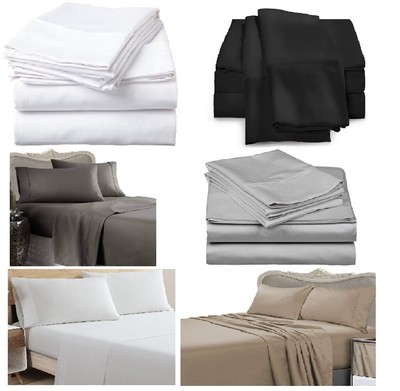 4 piece sheet set solid 600 thread count Egyptian cotton elasticate ...