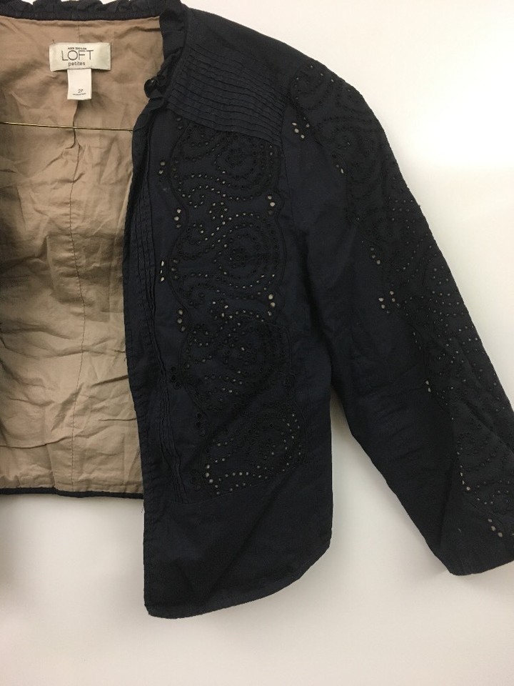 LOFT Navy Eyelet Lace Jacket - Size 2 Petite (2P) | eBay