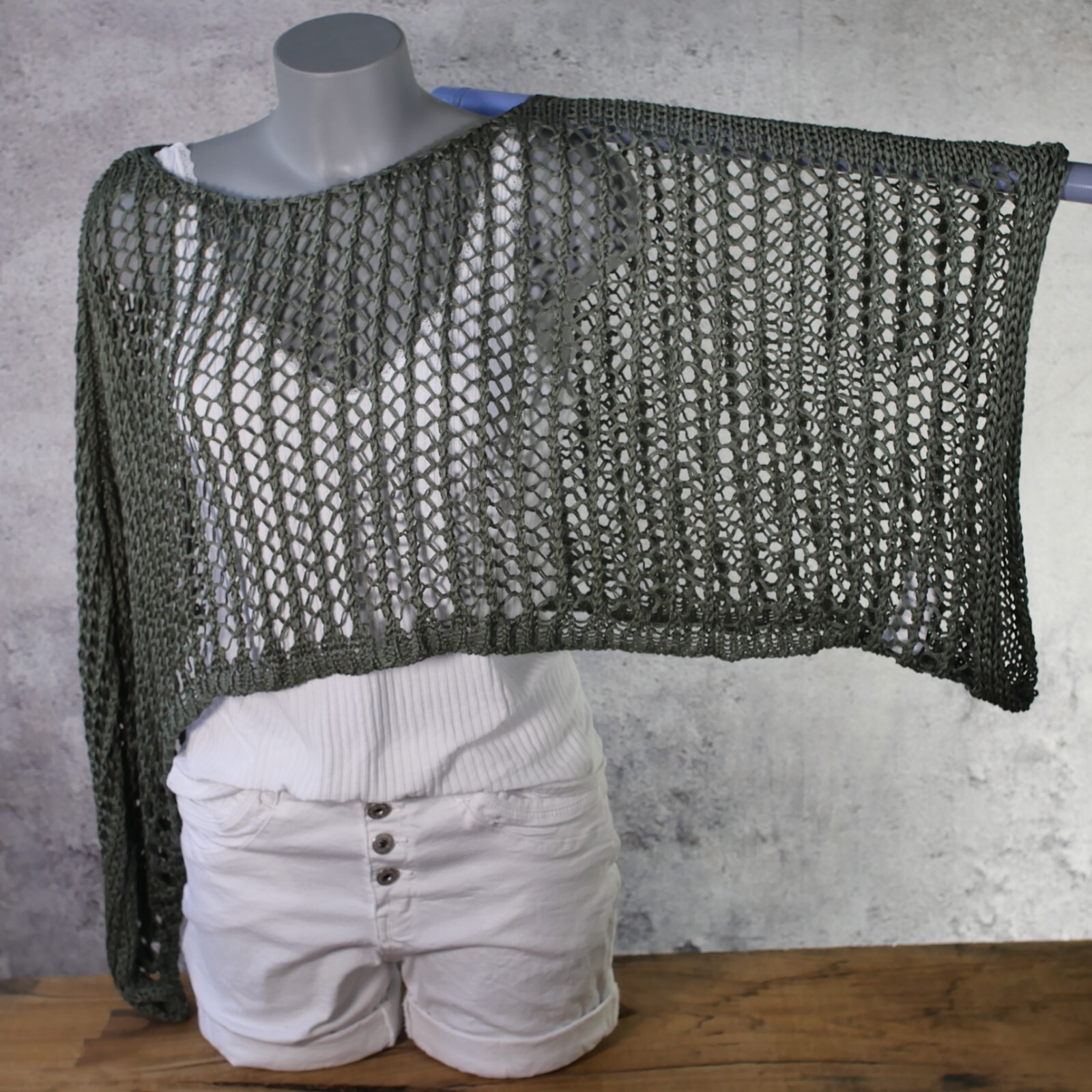 ♥ Italy Lochpulli Lochmuster Pulli Strick Oversize Netzpullover Shirt bis Gr. 42 | eBay