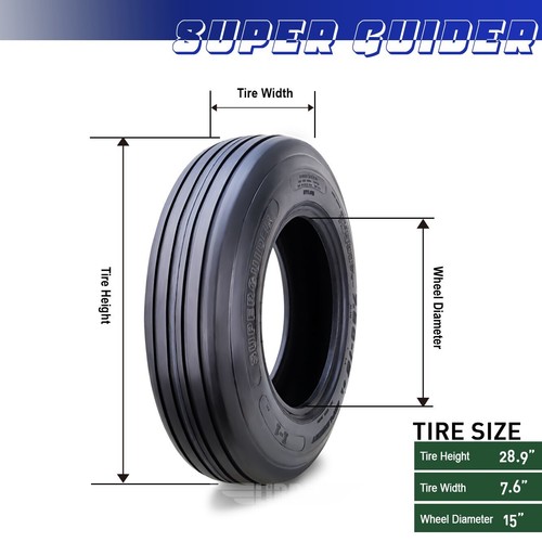 Set of 2 SUPERGUIDER Heavy Duty 7.6L-15 Rib Implement Tire I-1 Pattern ...