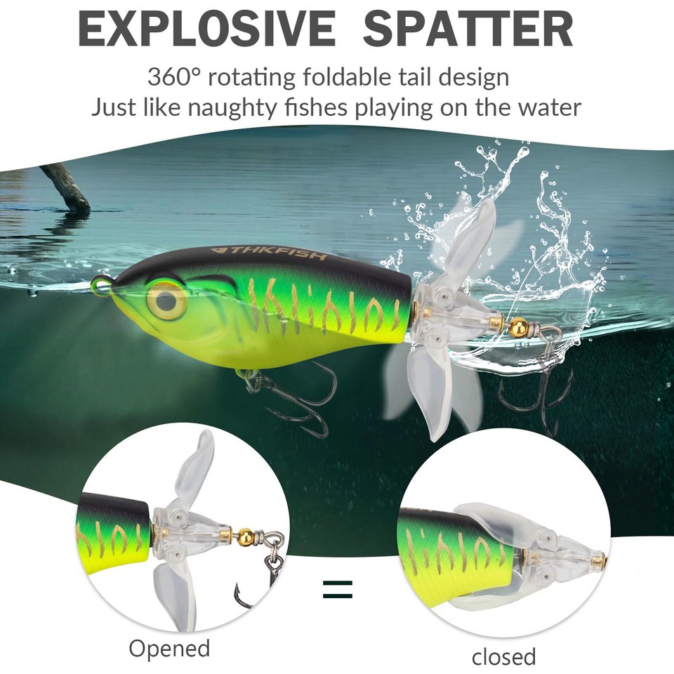 3pcs Mixed Color Fishing Lures Like Fish Topwater Lure Plopping Sputter ...