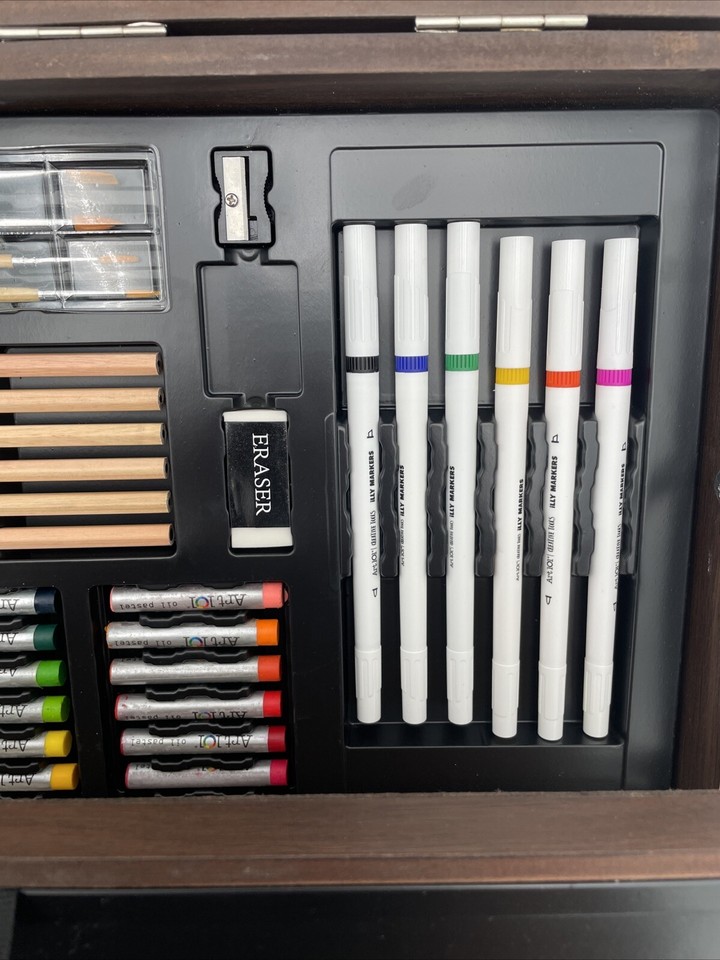 Art 101 Platinum Deluxe Multimedia Art Set - 151 Pieces Wooden Case New ...