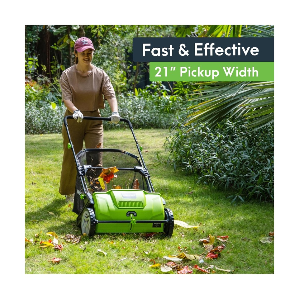 GreenSweep Pickup Pro Garden Sweeper - Leaf & Grass Push Lawn Sweeper ...