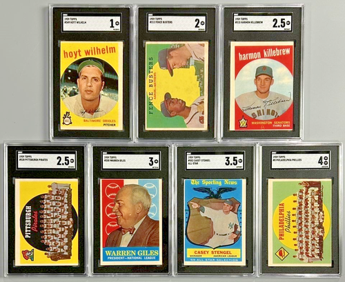 1959 Topps Baseball SGC Graded Card Lot - Stengel, Killebrew, Aaron ...