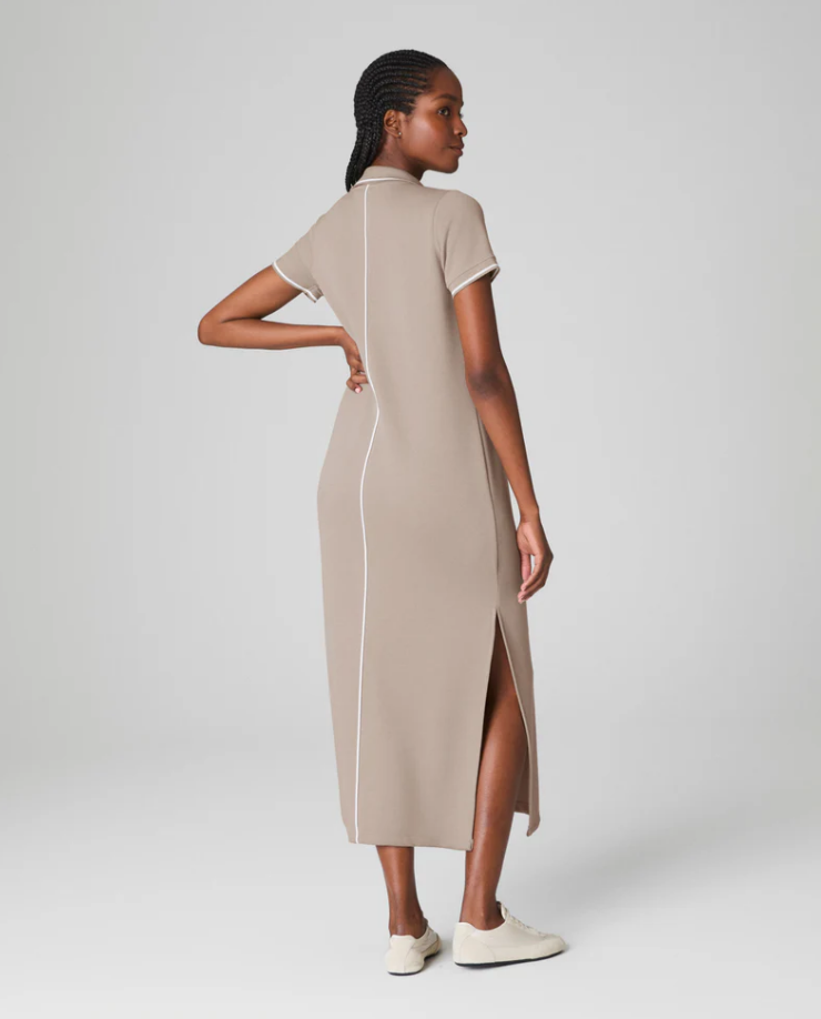 HOT Seller SPANX AirEssentials Pique Polo Midi Dress, Ashwood, US STOCK | eBay