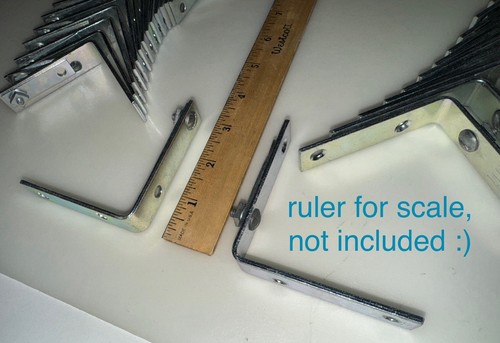 USED SET of 28 metal 3"x3" 90deg. L-angle brackets (Stanley National ...