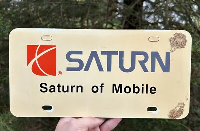 Vintage SATURN OF MOBILE Alabama car dealership booster license plate ...