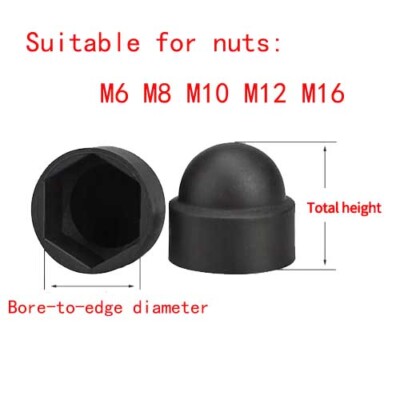 M6 M8 M10 M12 M16 Black PE Plastic Outer Hexagon Screw Nut Protective ...