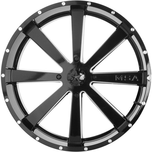 4 Wheels 24" MSA M34 Flash 24x7 4x137 Gloss Black Milled 0ET 112CB (M34 ...
