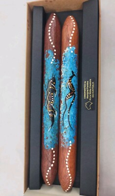 Australia Aboriginal Dot Art Clap Sticks Clapsticks | eBay