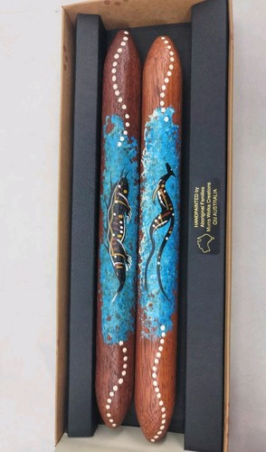 Australia Aboriginal Dot Art Clap Sticks Clapsticks | eBay
