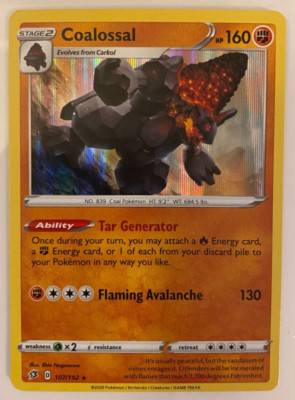 Coalossal 107/192 Holo Rare Pokemon Rebel Clash Moderately played | eBay