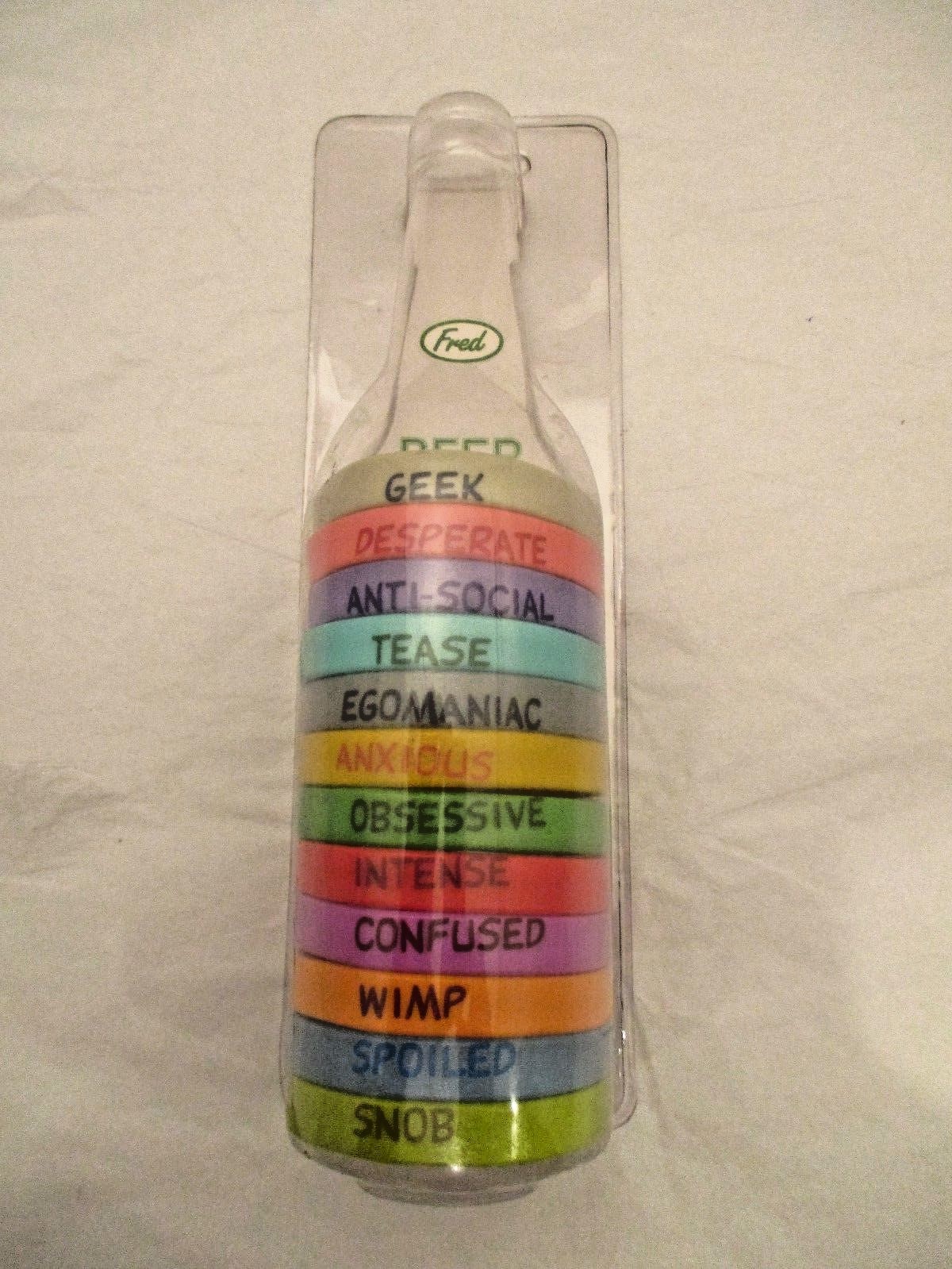 NEW Fred BEER BANDS Beer Drink Markers Set of 12 w Personality: geek ...