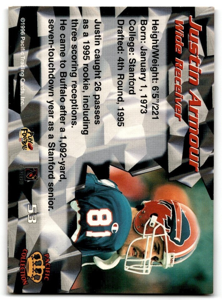 1996 Pacific Justin Armour Buffalo Bills #53 | eBay