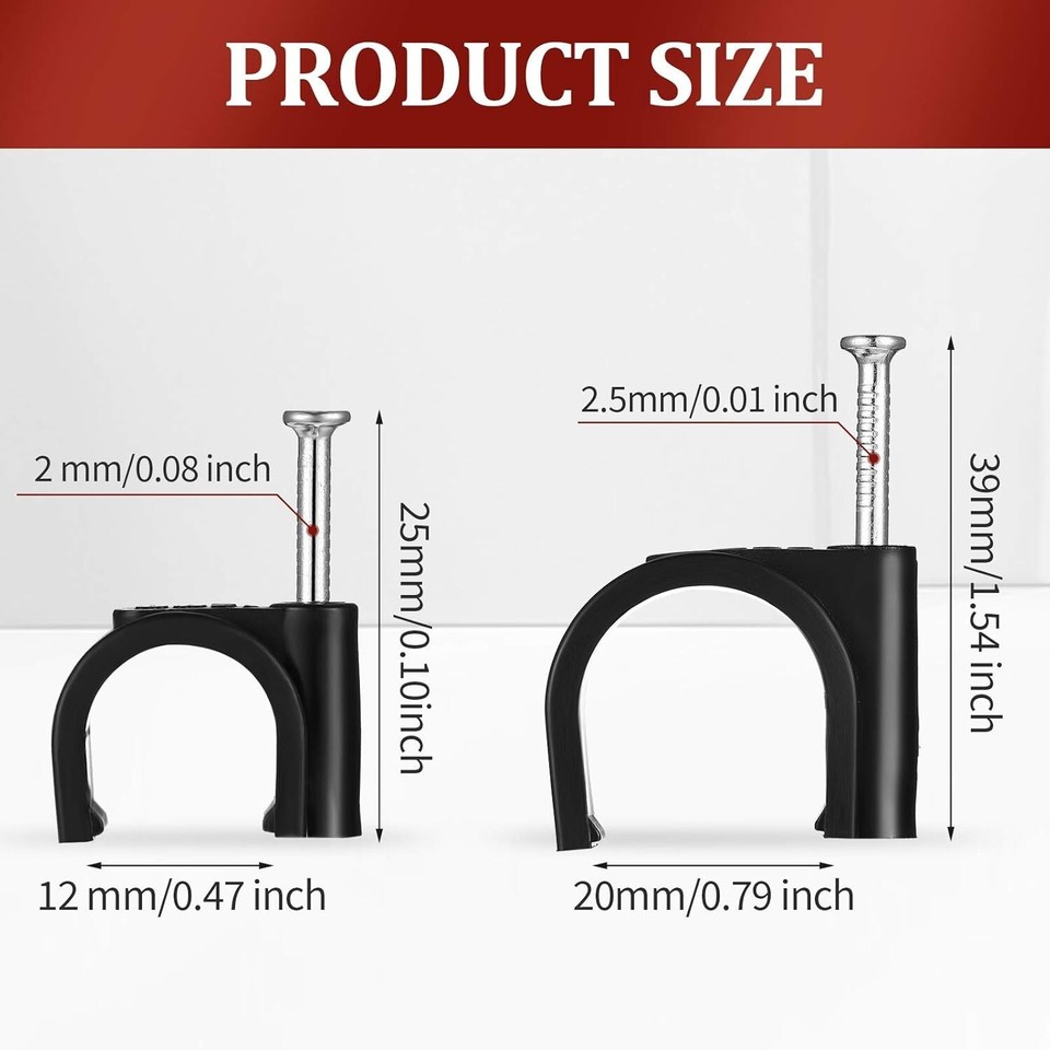 100 Pieces Half Clamps J-Hook with Nail Black for Pex Tubing Pipe ...