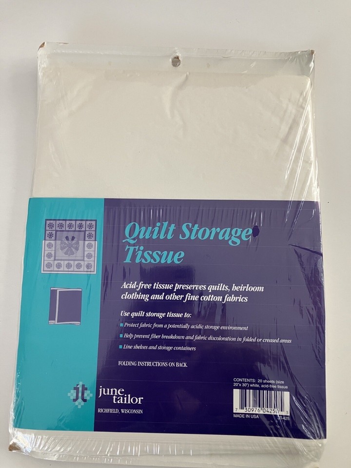 QUILT STORAGE TISSUE 20 sheets 20x30" NEW sealed June Taylor Acid Free ...