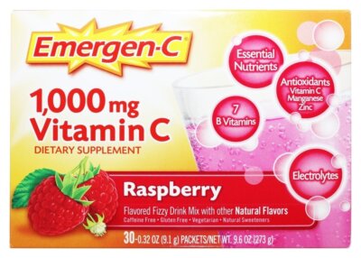 Alacer - Emergen-C Vitamin C Energy Booster Raspberry 1000 mg. - 30 ...