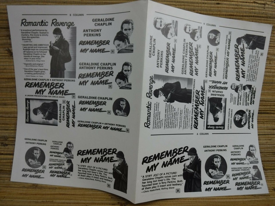 REMEMBER MY NAME Movie Mini Ad Sheet Vintage Advertising Poster Film ...