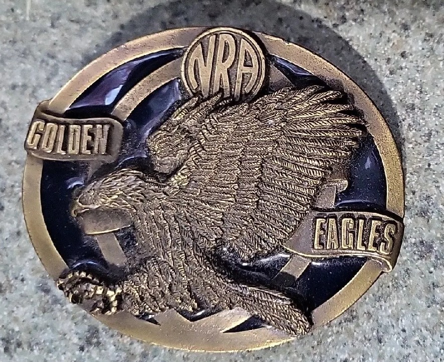 NRA Golden Eagle Belt Buckle - Blue Inlay | eBay