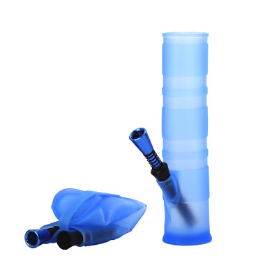 Blue Silicone Portable Folding Water Hookah Pipe Bong Silver tube US ...