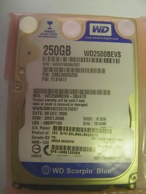 Western Digital WD2500BEVS-26VAT0 G8BC0055250 Laptop 250GB 2.5" SATA ...